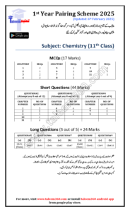 11th Class Chemistry Pairing Scheme 2026 Punjab Boards Ustad360