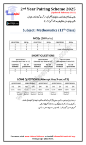 12th Class Maths Pairing Scheme 2026 for All Punjab Boards - Ustad360
