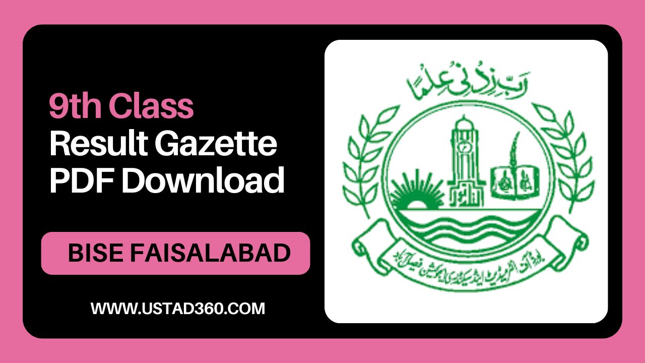 BISE Faisalabad Board 9th Class Result Gazette 2026 PDF - Ustad360